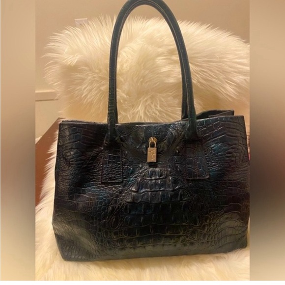 Furla | Bags | Furla Classic Croc Embossed Leather Tote Shoulder Bag ...